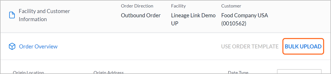 Bulk order upload